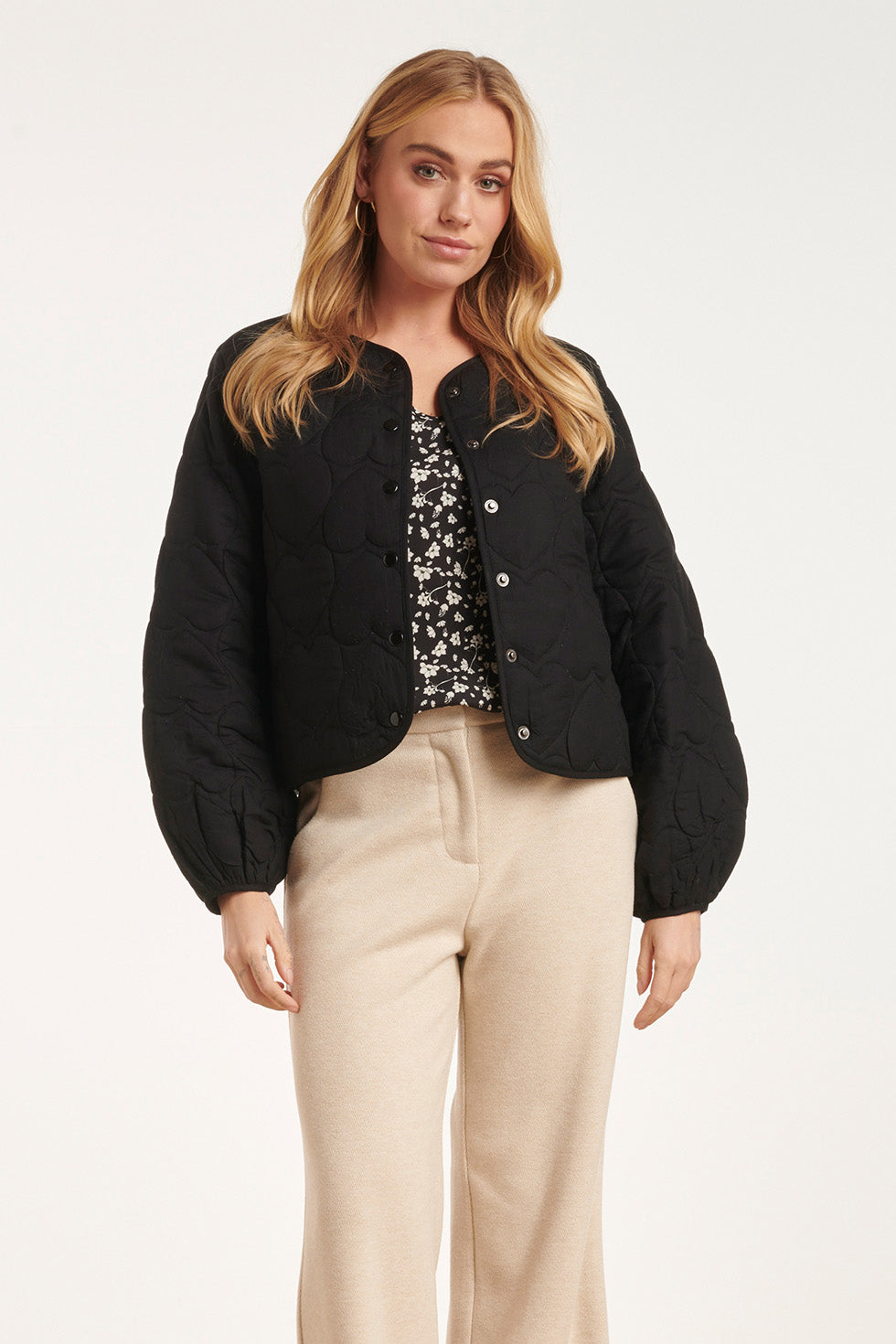 Smashed Lemon 24705 e Gewatteerde Jas Met Hartvormige Stiksel | Black