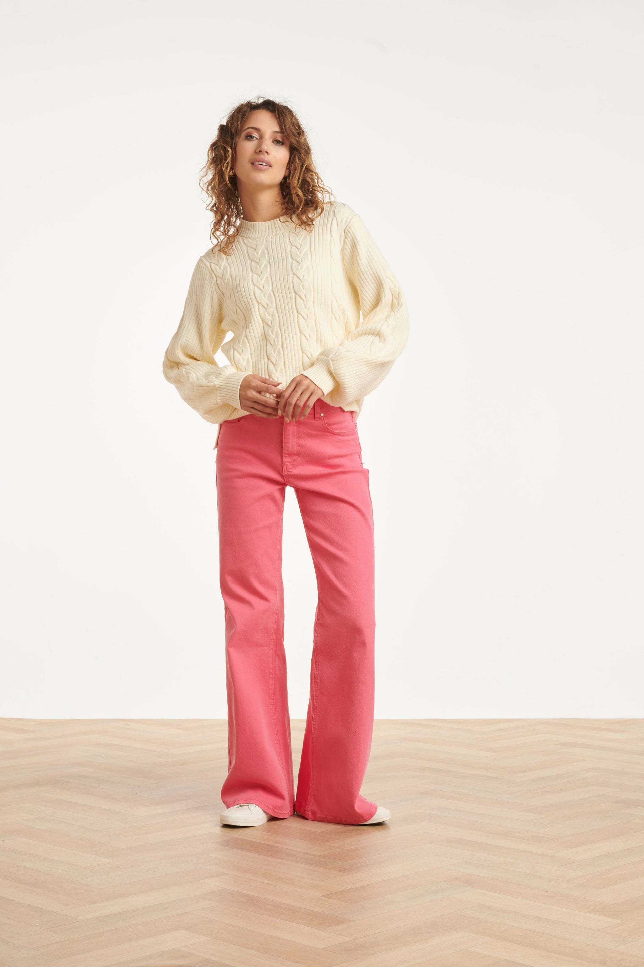 Smashed Lemon 25629 Mediumblauwe Flared Jeans | Cerise
