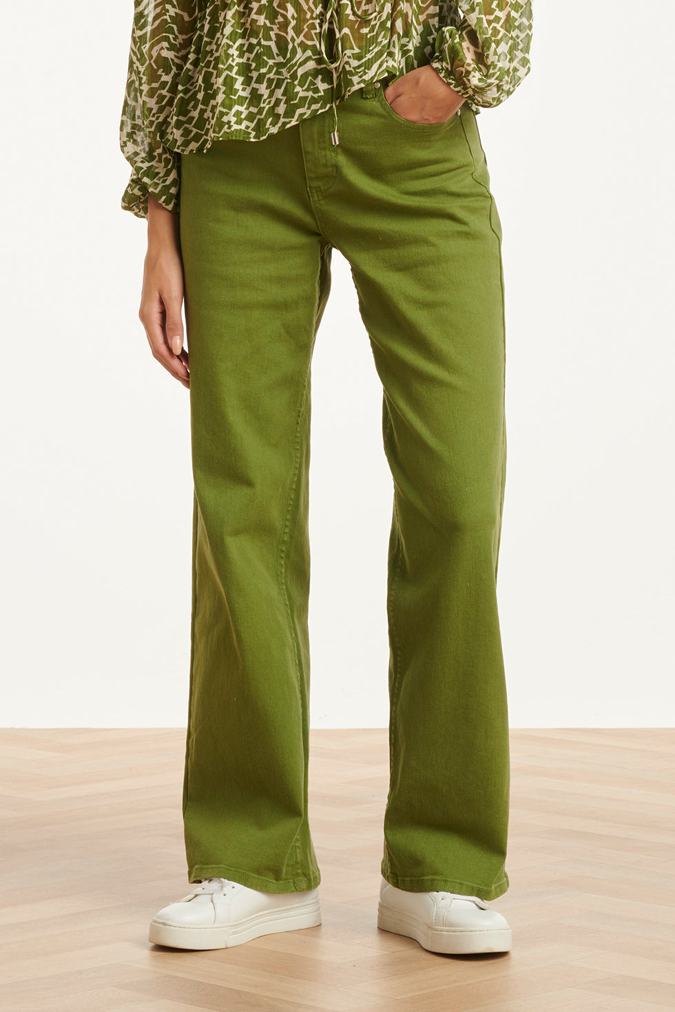 Smashed Lemon 25630 Wide Leg Jeans | Army